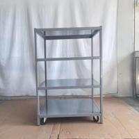 China Three Tier Metal Rolling Shelving Units Mobile Storage Racks With Wheels Powder Coated for sale