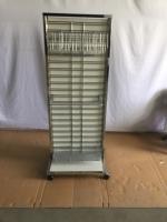 China Commercial Double Sided Display Rack Adjustable Display Rack With Casters Chrome Finish for sale