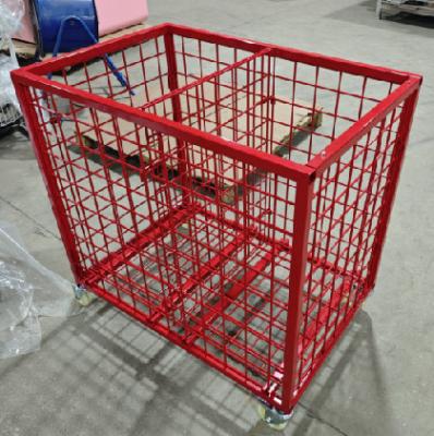 China 36'' W X 36'' H X 24'' D  Utility Metal Wire Bin With Four Casters Red for sale