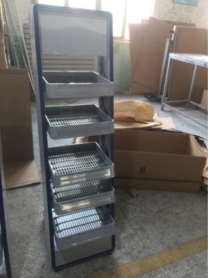 China 5 Tier Metal Shelf Free Standing Display Rack Retail Display Shelves Black Easy Assembly for sale