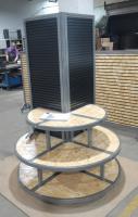 China Multi Tiered Three Levels Custom Display Rack Modular Display Rack Black And Natural Color for sale