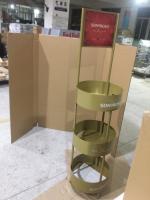 China AT-0062 Rotating 3 Tier Metal Display Stand With Branding Area Customizable for sale