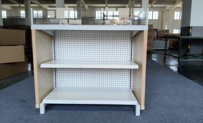 China Gondola Pegboard Display Rack with Acrylic Top &  Shelves for Retail & Storage for sale