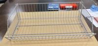 China AT-0261 Shelving Fixtures Wire Display Rack Display Basket With Divider Customized Dimension And Color Customized for sale