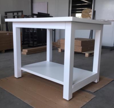 China Minimalist White Double - Shelf Display Table for Products for sale