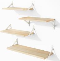 China AT-0278  Wood Floating Shelves for Wall, Different Sizes Natural Wood Customized Wood Finish Wall Shelves for Living Room, Bathroom, Bedroom, Kitchen, Home Decor (Set of 4) for sale
