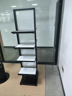 China AT-330 4-Tier Floor Standing Display Rack - Black Metal Frame with Shelves for Retail/Office/Home Storage & Organizing for sale