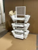 China Double-Sided Flower Display Shelf with 3 Adjustable Shelves and 4 Casters - Multi-Purpose Plant & Merchandise Rolling Stand for sale