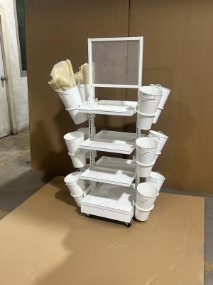 China Double-Sided Flower Display Shelf with 3 Adjustable Shelves and 4 Casters - Multi-Purpose Plant & Merchandise Rolling Stand for sale