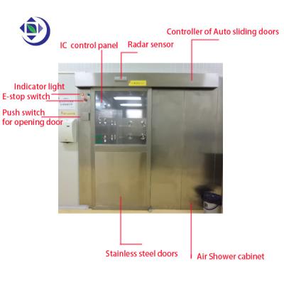 China 3 Side Blowing One Person Mirror SS304 Air Shower Room With UV Light for sale