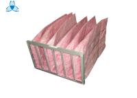 China Pink F7 Air Filter Aluminum Alloy Frame , 6 Pockets Air Handler Filters for sale