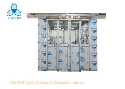 China Passing Materials And Goods Cargo Air Shower Tunnel With 4 Leaf Auto Sliding Doors for sale