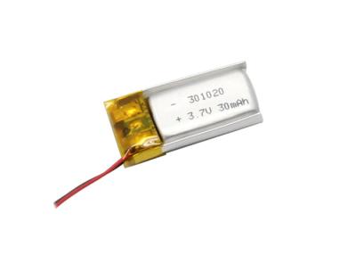 China PAC Small Size Rechargeable Battery , 301020 3.7v 30mAh Wearable Rechargeable Battery for sale