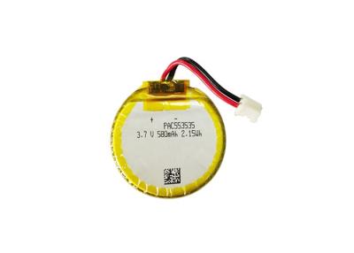 China Round Rechargeable Battery 553535 580mAh 3.7v , Smart Watch Battery Lightweight for sale
