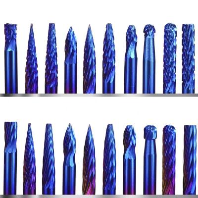 China Solid Tungsten Carbide Burr Bits 3mm Nano Blue Coated With Enhanced Lubrication Design for sale