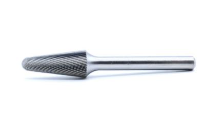 China SL-4ZM Radius Taper Shape Tungsten Carbide Burr with 12mm Head and Single Fine Cut for Smooth Finishing for sale