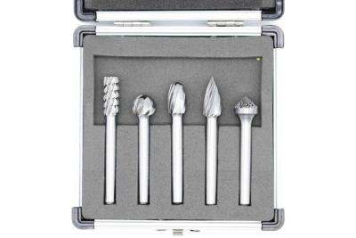 China Portable Carbide 5 Piece Rotary Burr Set Aluminum Case Flexible Tooth And Shape Options for sale