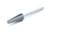 China SL-4ZM Radius Taper Shape Tungsten Carbide Burr with 12mm Head and Single Fine Cut for Smooth Finishing for sale