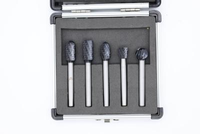 China 5-Piece AlTiN-Coated Double Cut Carbide Burr Set with 6mm Shank in Aluminum Case for sale
