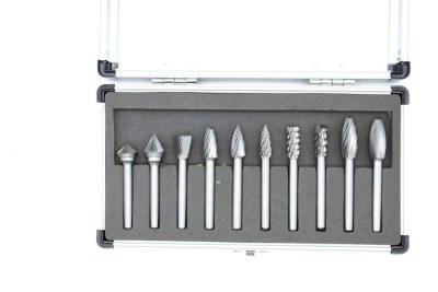 China 10-Piece Carbide Rotary Burr Set in Aluminum Case - Multi-Cut DIY Combo for Versatile Use for sale