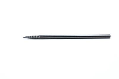 China SG-44ML3 Solid Carbide Burr with Pointed Tree Profile and Single Cut Design for Narrow Grooves and Corners - 75mm Overall Length for sale
