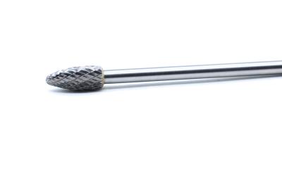 China SH-3ML4 DC Long Shank Carbide Burr with 100mm Shank and Double Cut Flame Shape for Curved Surface Finishing for sale