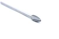 China SH-3ML4 DC Long Shank Carbide Burr with 100mm Shank and Double Cut Flame Shape for Curved Surface Finishing for sale