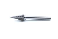 China SM-5ZML2 Extended Shank Conical Single Cut Carbide Burr with 12mm Head and 50mm Shank for Angled Surfaces for sale