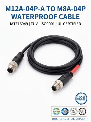 China M12A-04P-A to M8A-04P Waterproof Connection Cable for sale