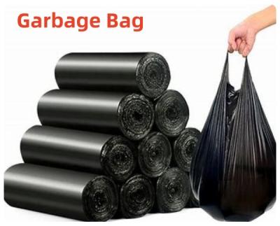 China Disposable Drawstring Black Color Plastic Trash Bag Garbage Bags On Roll for sale