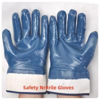 China Heavy Duty  Double Dipped  Nitrile Coating Waterproof Blue  Safety Work Gloves for sale