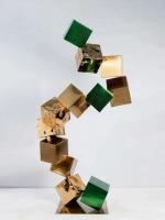 China Mirror Polished Metal Art Furniture Stainless Steel Cube Sculpture for sale