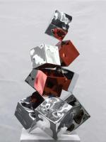 China Mirror Polished Metal Art Furniture Stainless Steel Cube Sculpture for sale