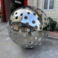 China Laser Cutting Metal Art Sculpture OEM Stainless Steel Sphere Sculpture With Circular Holes for sale