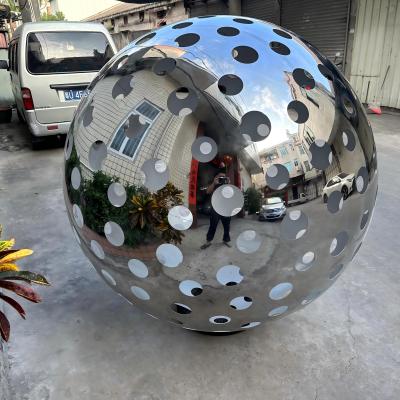 China Laser Cutting Metal Art Sculpture OEM Stainless Steel Sphere Sculpture With Circular Holes for sale