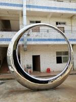 China OEM Stainless Steel Outdoor Sculpture Customized Half Moon Sculpture With Electrofluorescence for sale