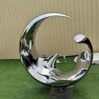 China OEM Stainless Steel Outdoor Sculpture Customized Half Moon Sculpture With Electrofluorescence for sale
