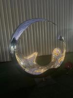 China OEM Stainless Steel Outdoor Sculpture Customized Half Moon Sculpture With Electrofluorescence for sale