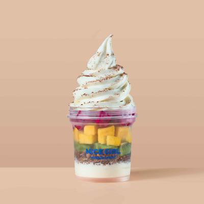 China Crafted Non Fat Frozen Yogurt Franchise Oversized Cup Frozen Yogurt With Three Types Of Fruits for sale