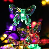 China Solar Christmas Butterfly String Lights Waterproof LED Outdoor Holiday Decor for sale