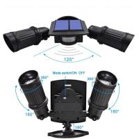 China Dual Head LED Outdoor Solar Spotlights IP65 With PIR For Garden Lighting for sale