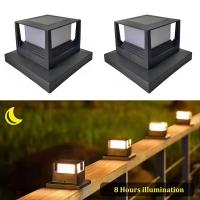 China Easy-to-Install Black Solar Pillar Lights Solar-Powered Outdoor Garden Post Lights for Fence Deck for sale