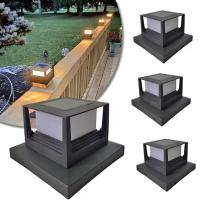 China Easy-to-Install Black Solar Pillar Lights Solar-Powered Outdoor Garden Post Lights for Fence Deck for sale
