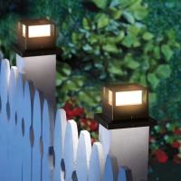 China Easy-to-Install Black Solar Pillar Lights Solar-Powered Outdoor Garden Post Lights for Fence Deck for sale