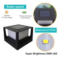 China Easy-to-Install Black Solar Pillar Lights Solar-Powered Outdoor Garden Post Lights for Fence Deck for sale