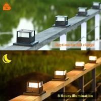 China Easy-to-Install Black Solar Pillar Lights Solar-Powered Outdoor Garden Post Lights for Fence Deck for sale