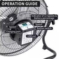 China 14 16 Inch Wireless 2400mAh Table Deck Charger Mini USB Lithium Battery Portable Charging Solar Outdoor Camping Metal Electric Rechargeable Cooling Fan for sale