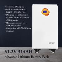 China 51.2V 314Ah Movable LiFePO4 Battery 15kWh Wall Mount Solar Energy Storage Battery Pack for sale