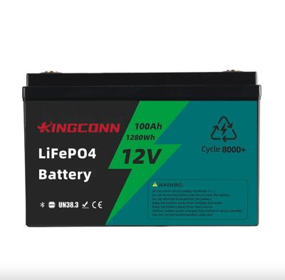 China 12V 100Ah Lithium LiFePO4 Battery with Bluetooth Monitor, 8000 Cycles Rechargeable Lithium Iron Phosphate Battery for Solar Power, RV, Marine, Trolling Motor, Home Backup Power for sale