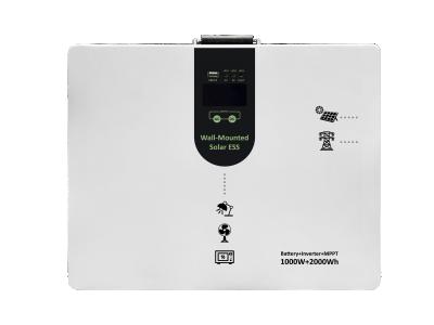 China Wall‑Mounted All‑In‑One Solar ESS 1000W 2000Wh LiFePO4 Battery Pure Sine Wave UPS Home Energy Storage System For Blackout Backup for sale